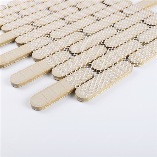 Foshan Factory Glazed Porcelain Long Oval Pale Blue Mosaic Tiles for ...