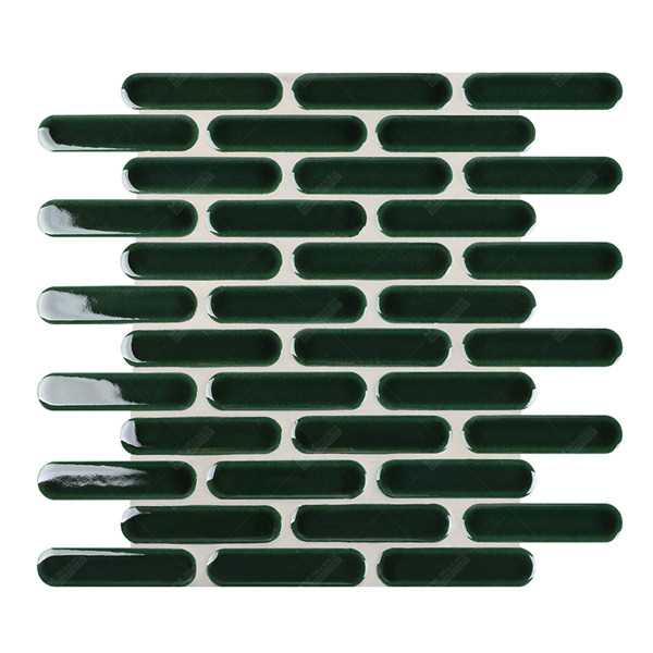 Wholesale Porcelain Oval Shape Dark Green Mosaic Tiles for Restaurant ...
