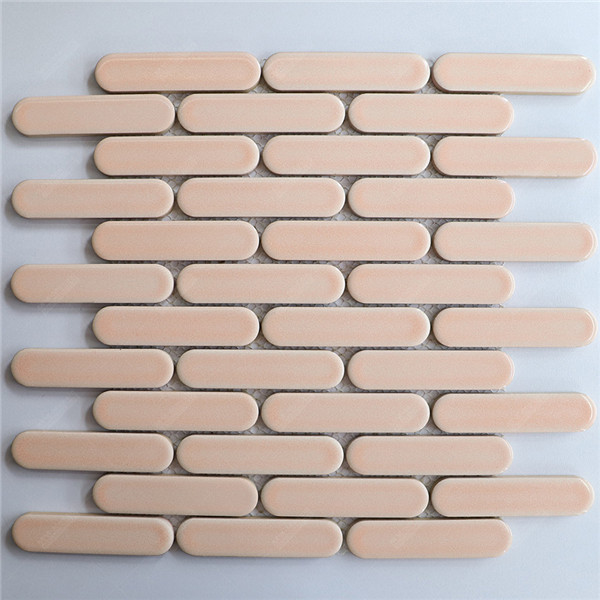 Hot Sale Porcelain Long Oval Shape Pink Mosaic Bathroom Tiles for ...