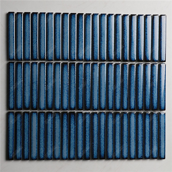 Hot Sale 12x92mm Ceramic Finger Mosaic Dark Blue Kitkat Tiles for ...