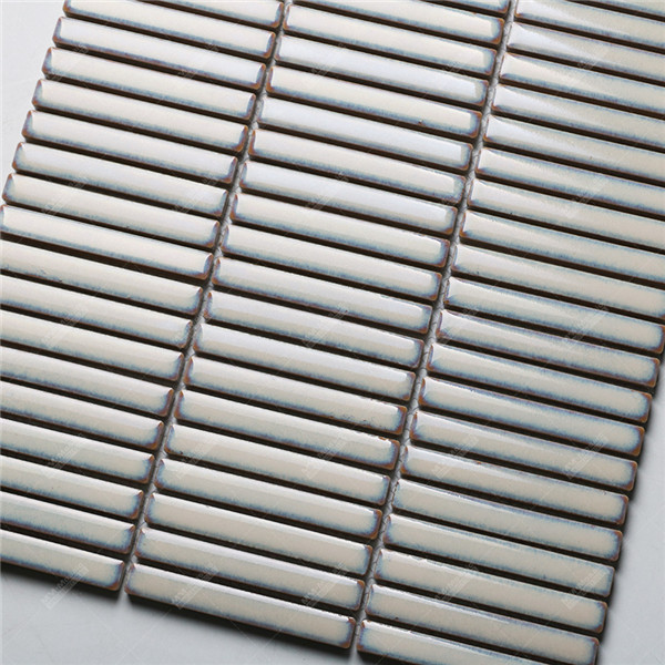 Foshan Company 12x92mm Stackbond Glazed Porcelain Kitkat Beige Mosaic ...