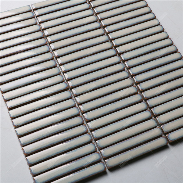 Foshan Company 12x92mm Stackbond Glazed Porcelain Kitkat Beige Mosaic ...