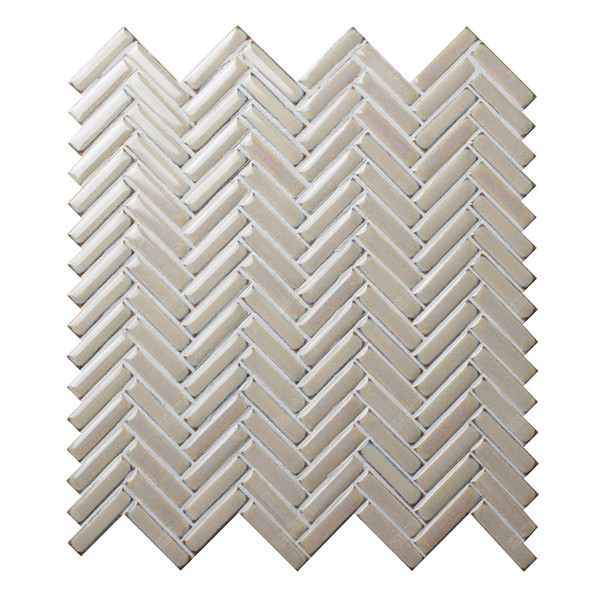 Wholesale 12x50mm Glazed Porcelain Mosaic Beige Herringbone Wall Tile ...