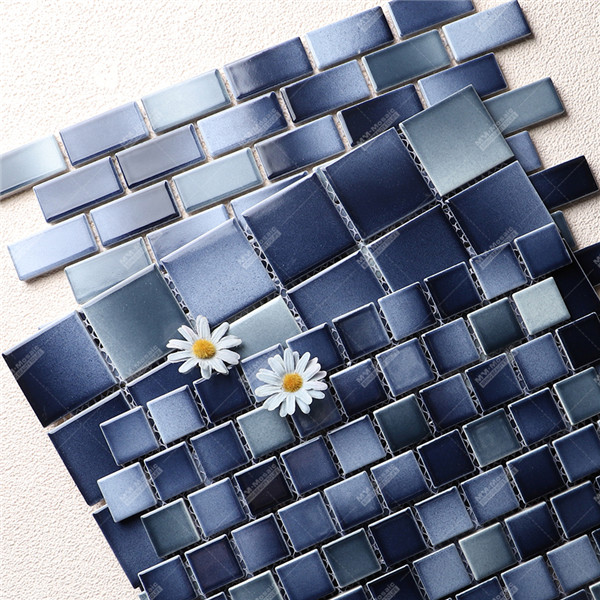Foshan Manufacturer 2x2 Inch Ceramic Gradient Blue Square Mosaic Tile ...