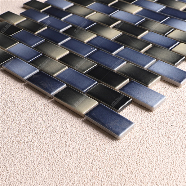 Foshan Wholesaler 23x48mm Brick bond Strip Gradient Glazed Porcelain ...