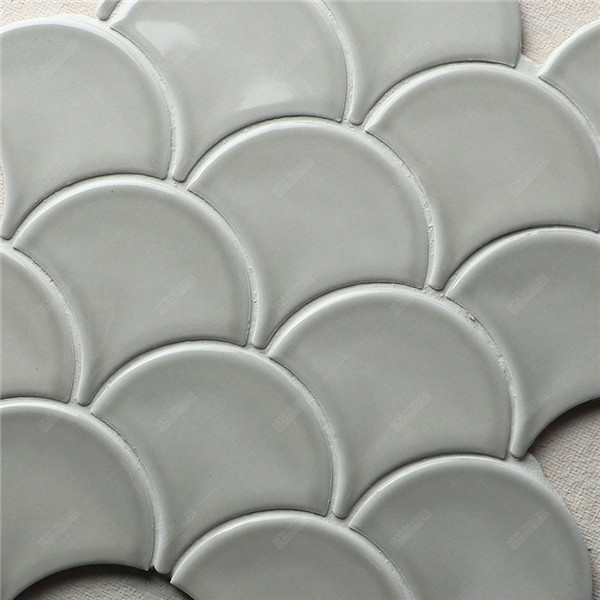 Premium Glazed Off White Ceramic Fish Scale Mosaic Tiles Bathroom ...