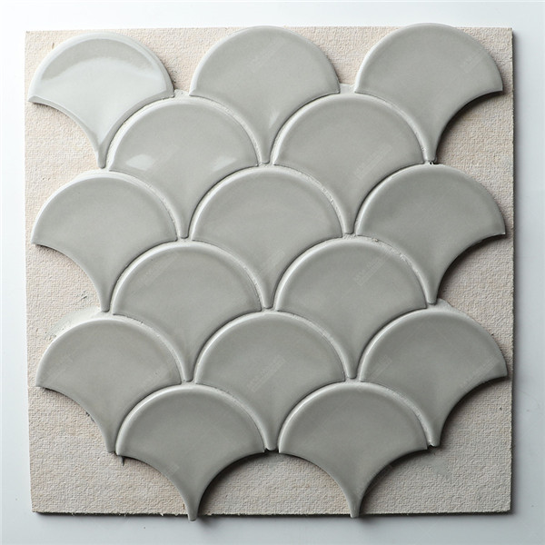 Premium Glazed Off White Ceramic Fish Scale Mosaic Tiles Bathroom ...