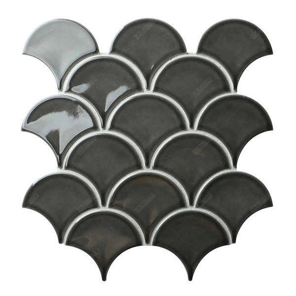 Foshan Factory Glossy Glazed Ceramic Dust Grey Fish Sacle Tiles ...