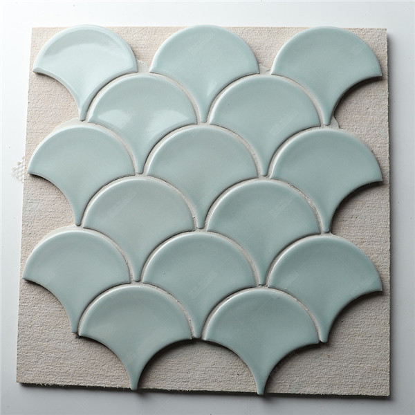 Premium Ceramic Glazed Moroccan Light Blue Fish Scale Tiles for Hotel ...