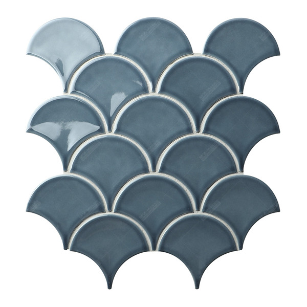 Hot sale Porcelain Glazed Mosaic Blue Fish Scale Tiles for Kitchen ...