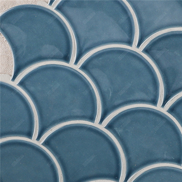 Hot sale Porcelain Glazed Mosaic Blue Fish Scale Tiles for Kitchen ...
