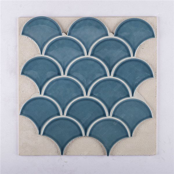 Hot sale Porcelain Glazed Mosaic Blue Fish Scale Tiles for Kitchen ...