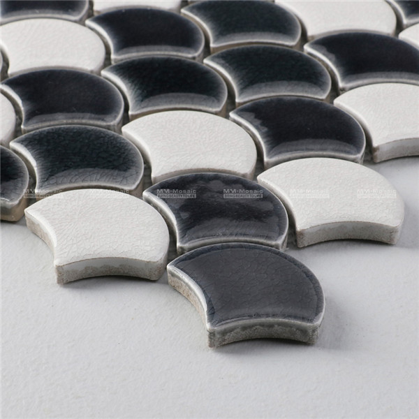 Foshan Manufacturer Crackle Mixed Glossy Ceramic Fish Scale Tile Mosaic ...