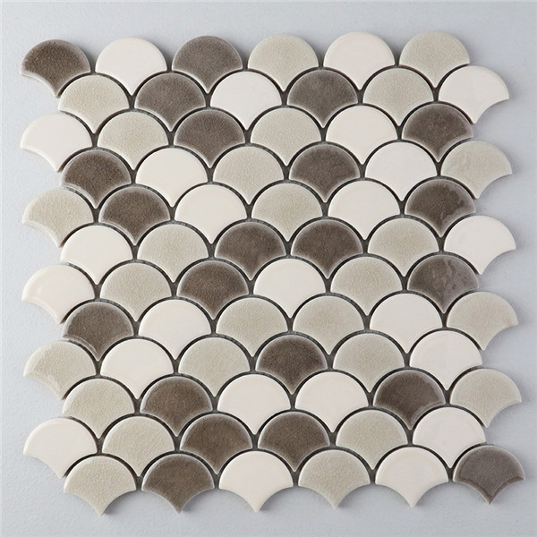 China Wholesale Crackle Glazed Porcelain Brown Mini Fish Scale Wall ...
