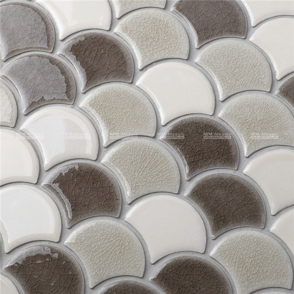 China Wholesale Crackle Glazed Porcelain Brown Mini Fish Scale Wall ...