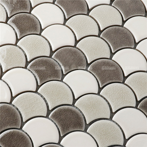 China Wholesale Crackle Glazed Porcelain Brown Mini Fish Scale Wall ...