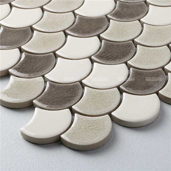 China Wholesale Crackle Glazed Porcelain Brown Mini Fish Scale Wall ...
