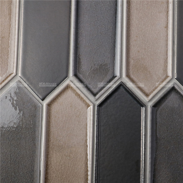 Foshan Vendor Crackle Mix Metallic Porcelain Picket Shape Long Hexagon ...
