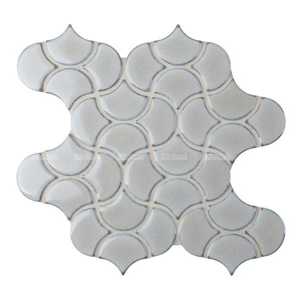 China Foshan Factory Glazed Ceramic Grey Mosaic Wave Pattern Mini Fish ...