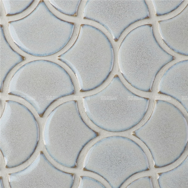 China Foshan Factory Glazed Ceramic Grey Mosaic Wave Pattern Mini Fish ...