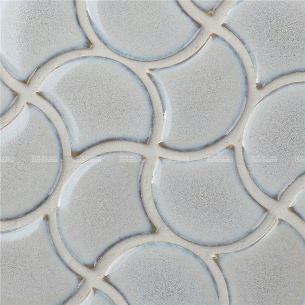 China Foshan Factory Glazed Ceramic Grey Mosaic Wave Pattern Mini Fish ...