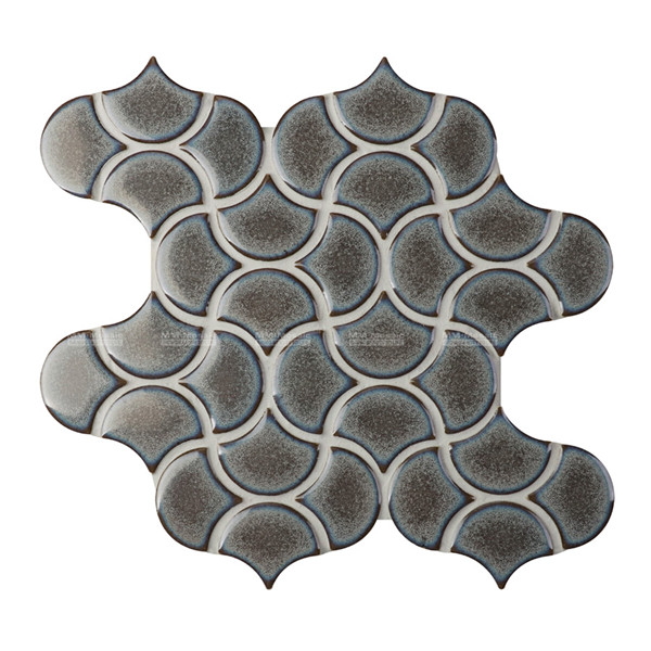 China Wholesaler Wave Pattern Ceramic Dark Grey Mosaic Bathroom Fish ...