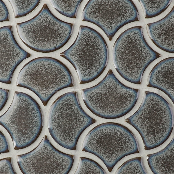 China Wholesaler Wave Pattern Ceramic Dark Grey Mosaic Bathroom Fish ...