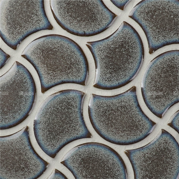 China Wholesaler Wave Pattern Ceramic Dark Grey Mosaic Bathroom Fish ...