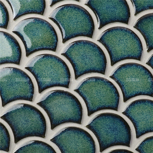 Wholesale Distributor Price Porcelain Mini Dark Green Fish Scale Mosaic ...