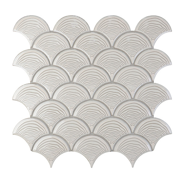 Wholesale Price Uneven Mould Surface Glazed Light Grey Mosaic Fish ...