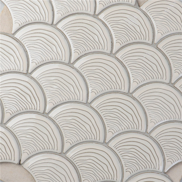 Wholesale Price Uneven Mould Surface Glazed Light Grey Mosaic Fish ...