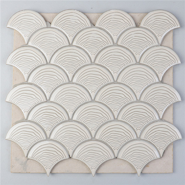 Wholesale Price Uneven Mould Surface Glazed Light Grey Mosaic Fish ...