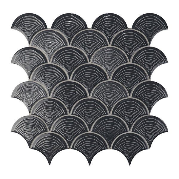 Uneven Fish Scale Navy Blue ZOC3902, ceramic mosaic tiles, fish scale ...