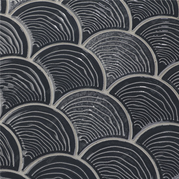 Uneven Fish Scale Navy Blue ZOC3902, ceramic mosaic tiles, fish scale ...