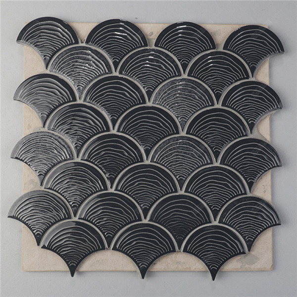 Uneven Fish Scale Navy Blue ZOC3902, ceramic mosaic tiles, fish scale ...