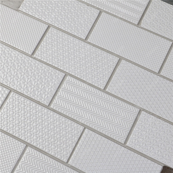 Wholesale Price 45x95mm Textile Pattern Ceramic White Subway Tile ...