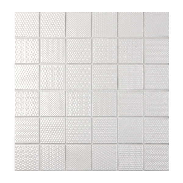 Foshan Wholesale Textile Pattern 48x48mm Ceramic White Square Mosaic ...