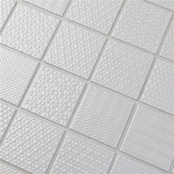 Foshan Wholesale Textile Pattern 48x48mm Ceramic White Square Mosaic ...