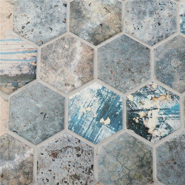 Inkjet Digital Print 2" Ceramic Mosaic Patterned Hexagon Floor Tiles ...