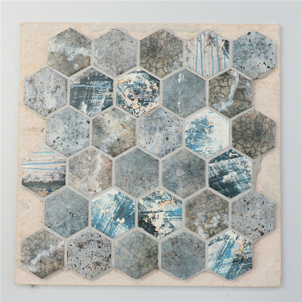 Inkjet Digital Print 2" Ceramic Mosaic Patterned Hexagon Floor Tiles ...