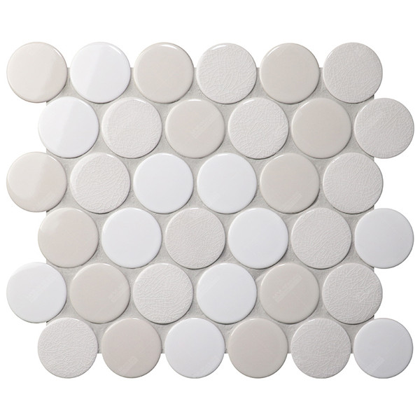 China Manufacturerer 48mm Glossy Mix Crackle Porcelain Larget Circle ...