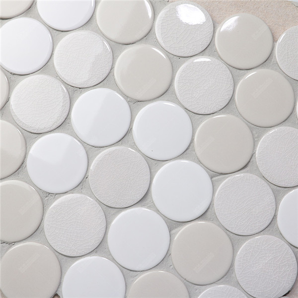 China Manufacturerer 48mm Glossy Mix Crackle Porcelain Larget Circle ...