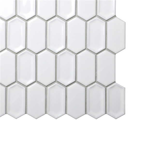 Foshan Manufacturer Concave Picket Shape Glazed Ceramic White Hexagon ...
