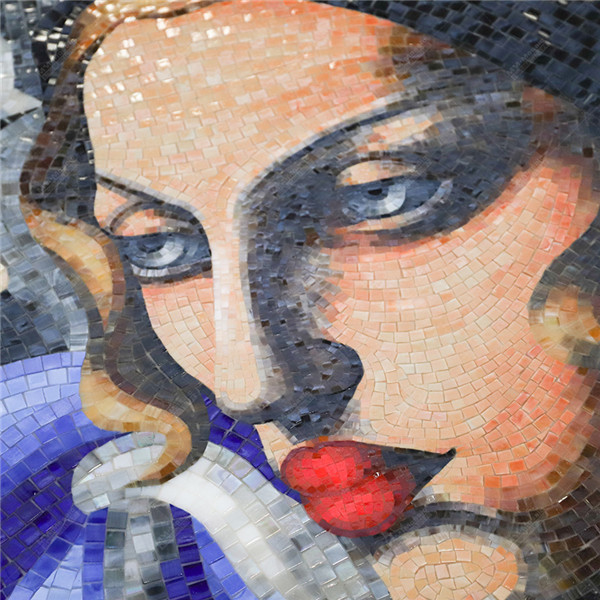 Commercial Hotel OEM Project Custom Hand-Cut Glass Mosaic Women Face ...