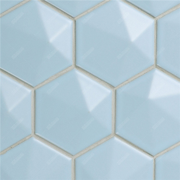 Foshan Wholesale Matte Glazed Sky Blue Ceramic 3d Hexagon Tile ...