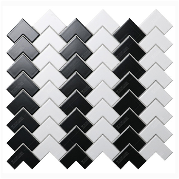 Foshan Factory Direct Supply L Shape Porcelain Mosaic Black and White ...