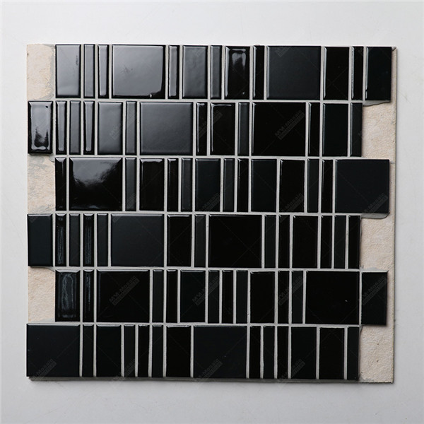 Wholesale Piano Design Glossy and Matte Black Ceramic Mosaic Tile ...
