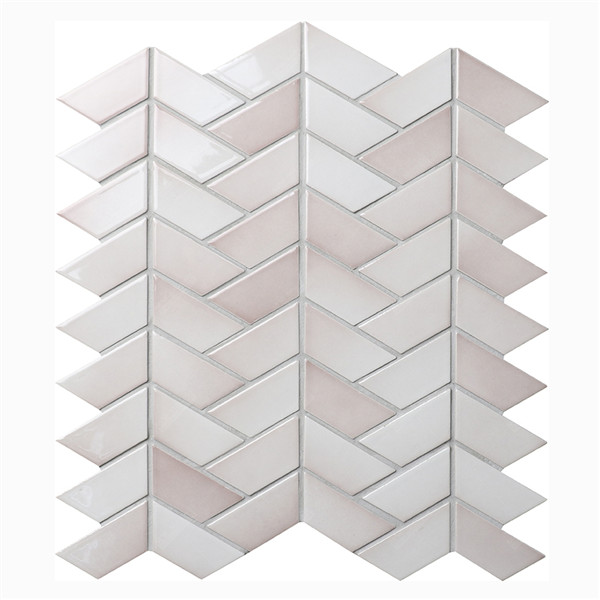 Foshan Manufacturer Trapezoid Shape Beige Color Glazed Porcelain Mosaic ...