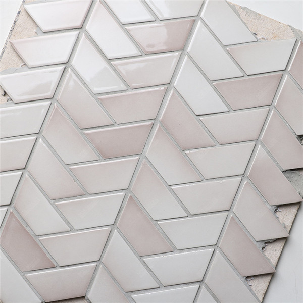 Foshan Manufacturer Trapezoid Shape Beige Color Glazed Porcelain Mosaic ...