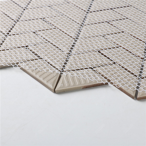 Foshan Manufacturer Trapezoid Shape Beige Color Glazed Porcelain Mosaic ...
